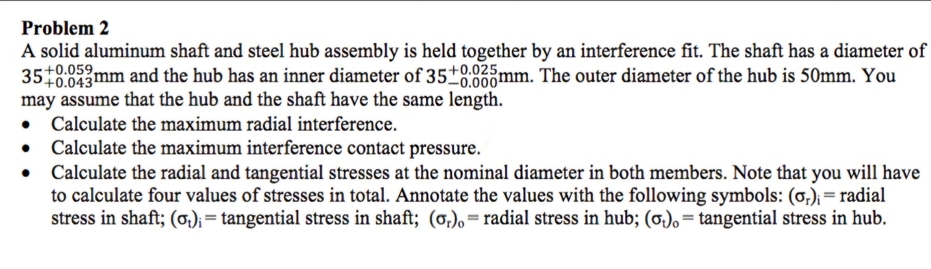 Solved Problem 2A solid aluminum shaft and steel hub | Chegg.com
