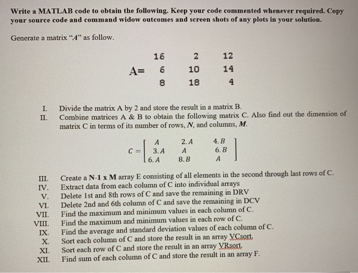 Solved Write a MATLAB code to obtain the following. Keep | Chegg.com