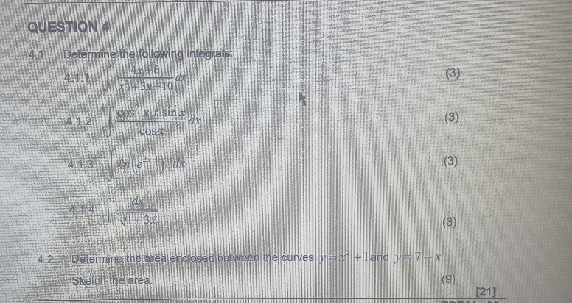 Solved QUESTION 44.1 ﻿Determine the following | Chegg.com