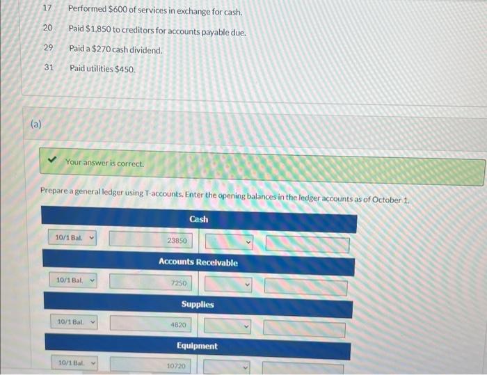 Solved The October transactions were as follows. Oct.S | Chegg.com