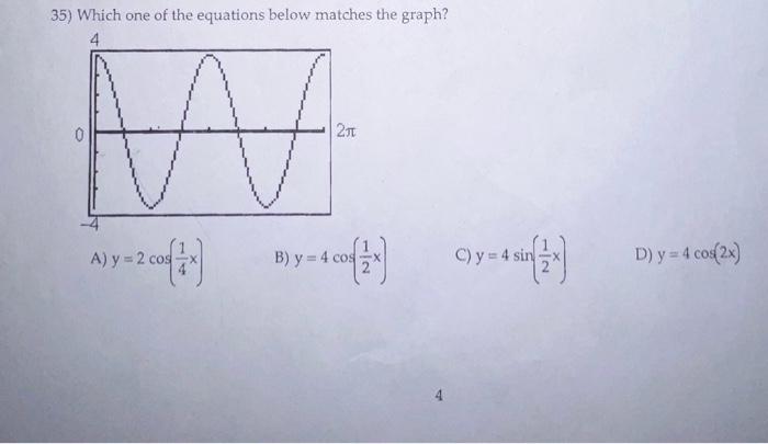 Solved 35) Which one of the equations below matches the | Chegg.com