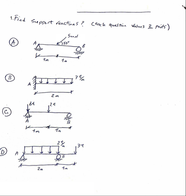 Solved Find support reactions? (each question values 2 | Chegg.com
