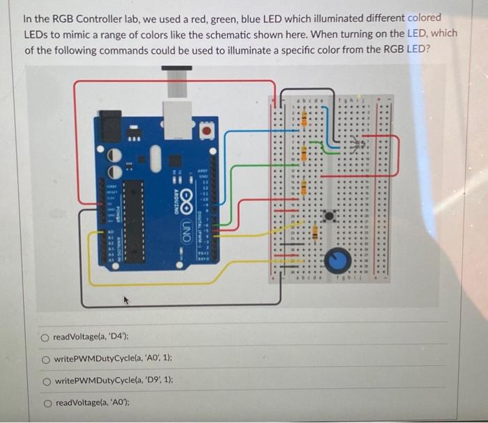 Solved In the RGB Controller lab, we used a red, green, blue | Chegg.com