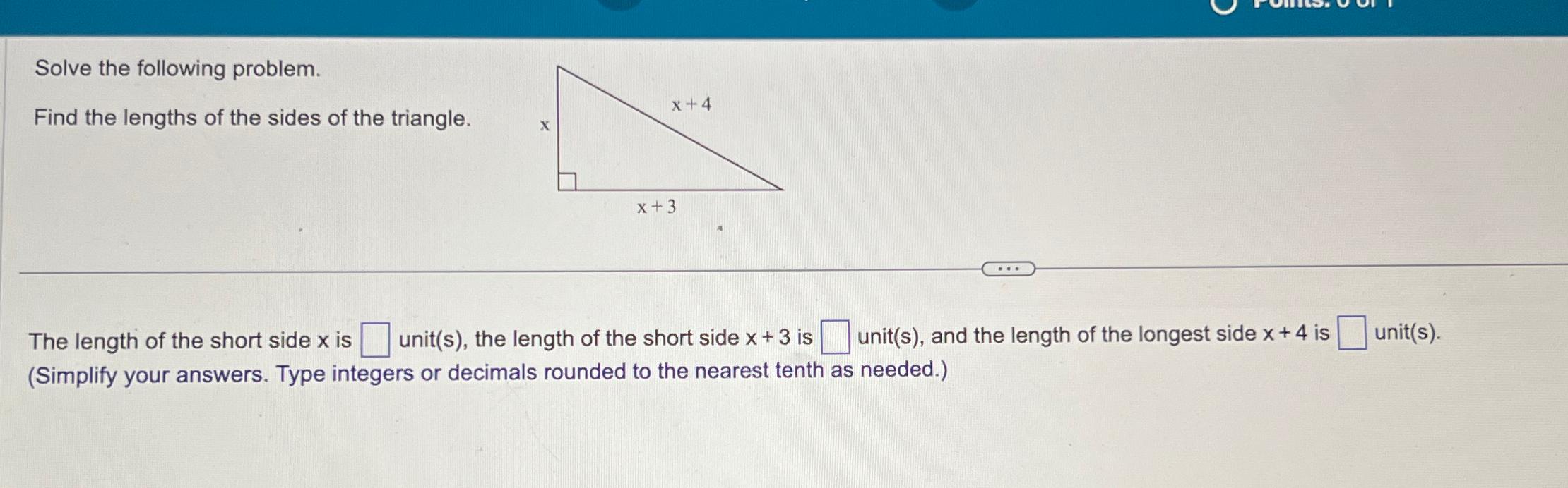 Solved Solve the following problem.Find the lengths of the | Chegg.com