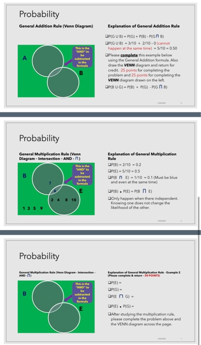 Solved Probability General Addition Rule (Union "U" or OR) | Chegg.com