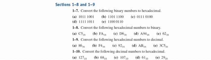 Solved 1-7. Convert the following binary numbers to | Chegg.com