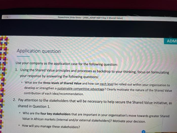 Solved Use your company as the application case for the | Chegg.com