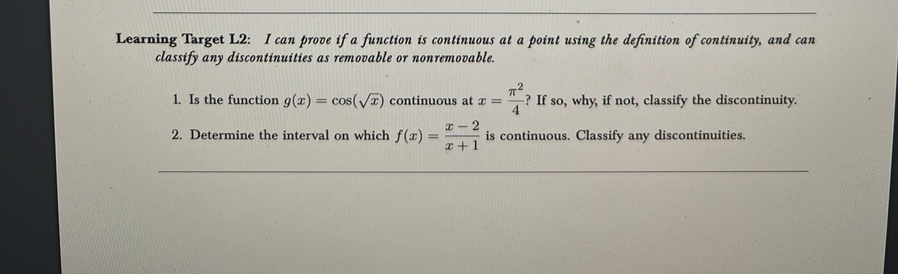 Learning Target L2: I can prove if a function is | Chegg.com