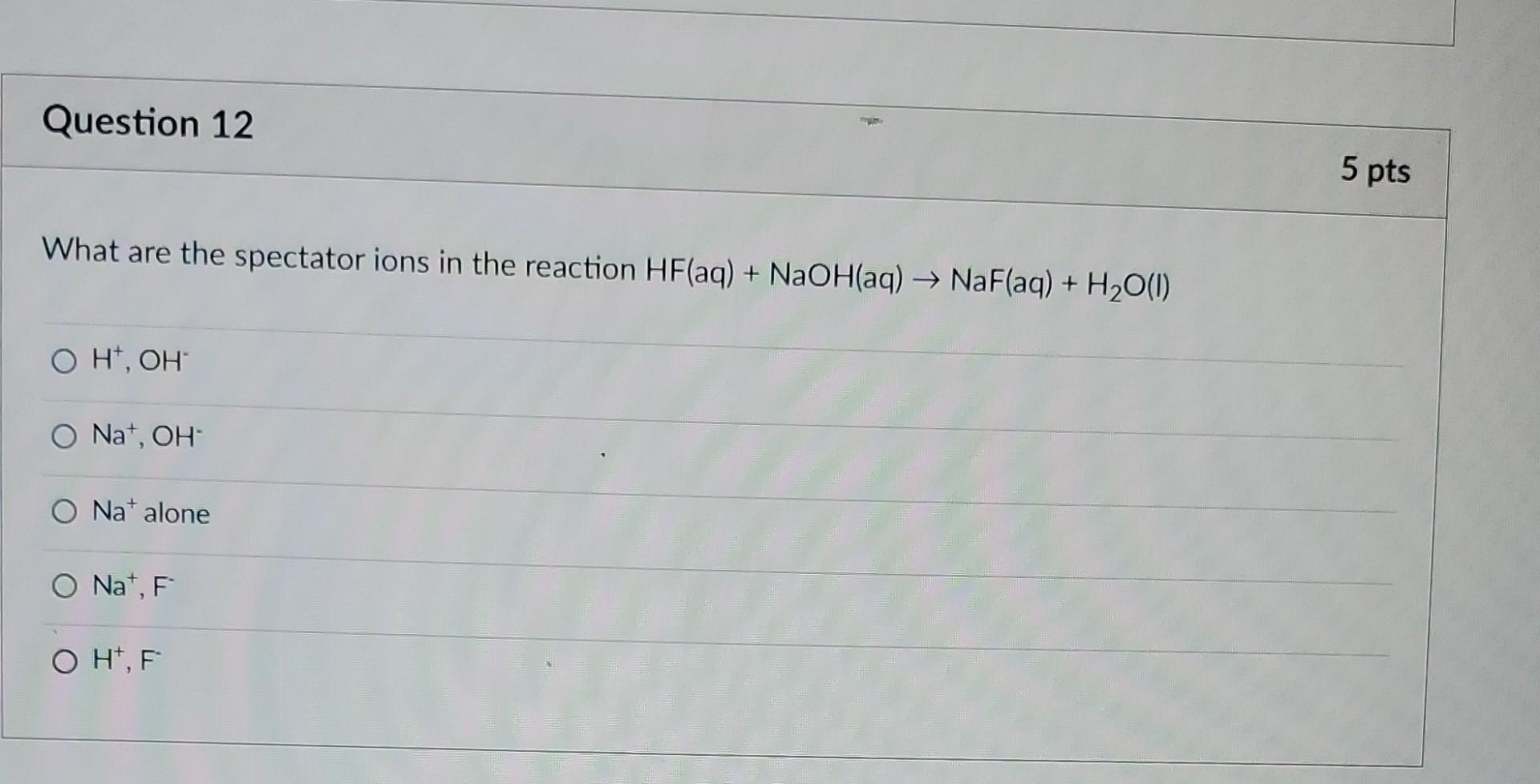 Solved What are the spectator ions in the reaction | Chegg.com