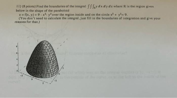 Solved 11) (8 points) Find the boundaries of the integral | Chegg.com