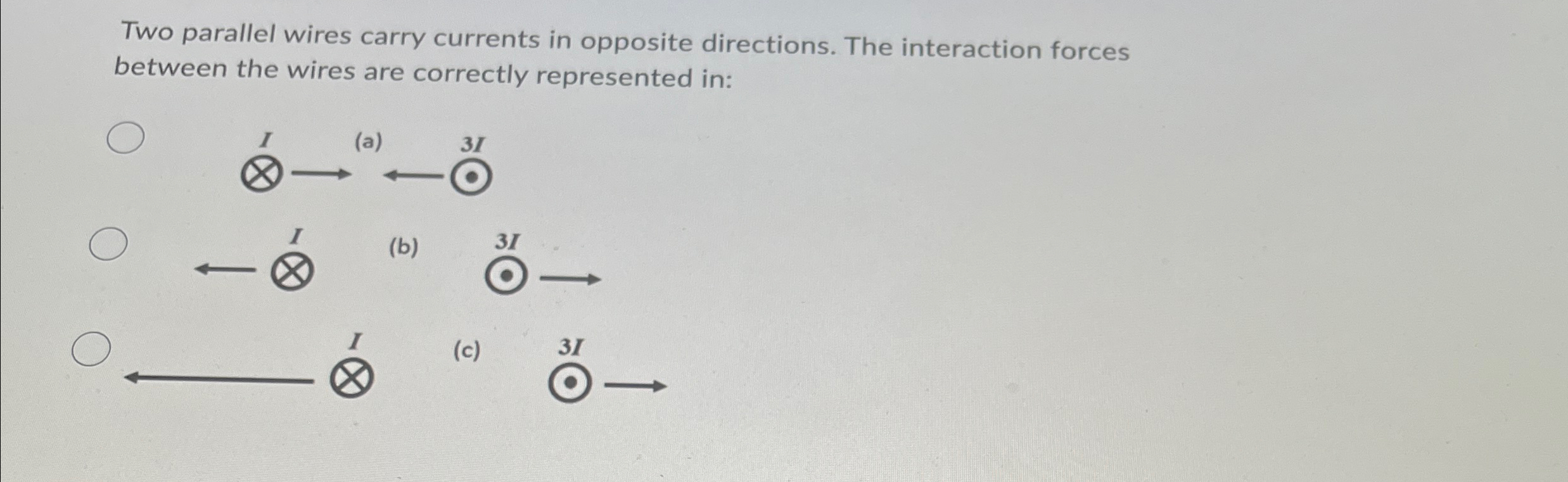 Solved Two parallel wires carry currents in opposite | Chegg.com