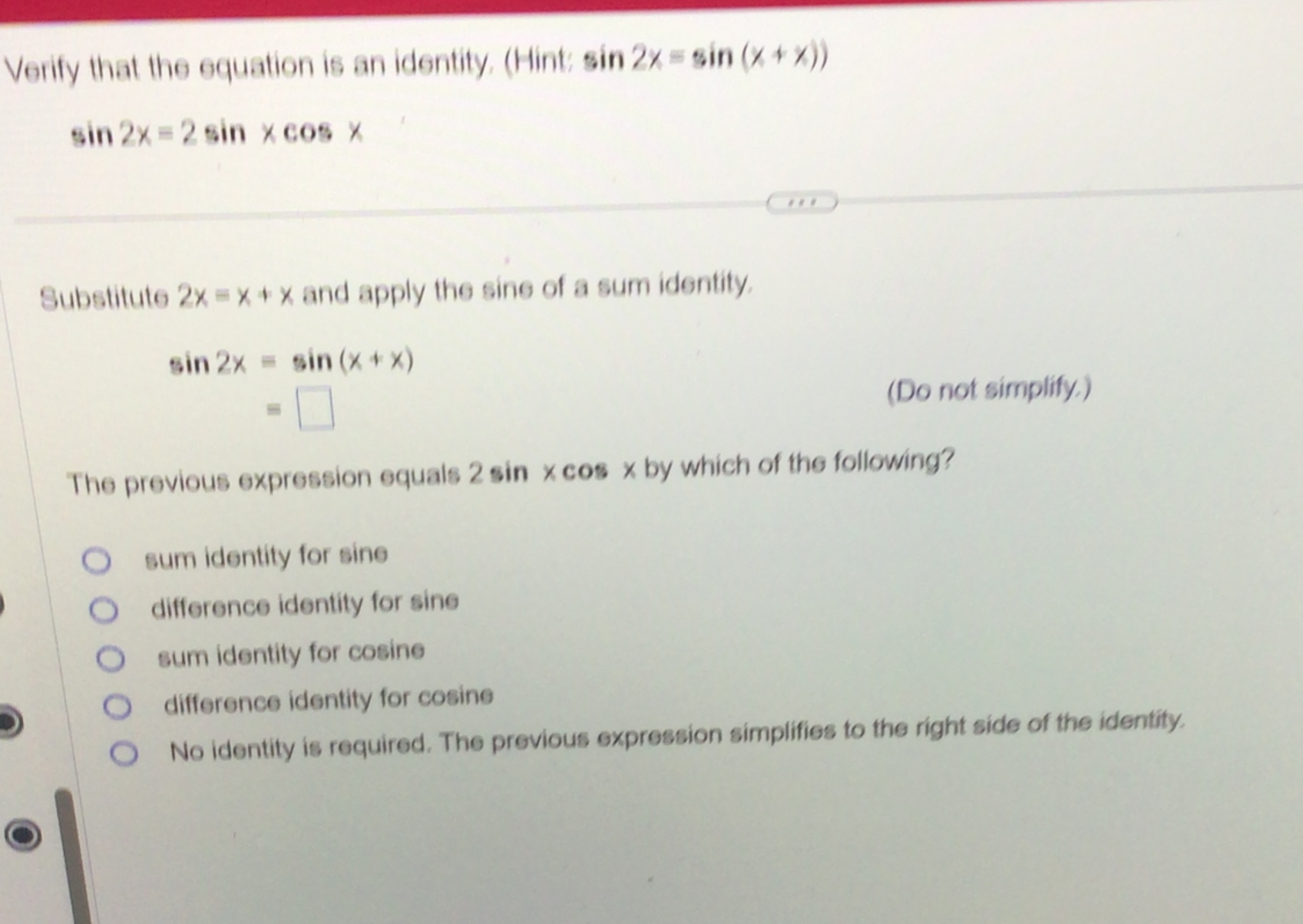 Solved Verify that the equation is an identity, (Hint: | Chegg.com