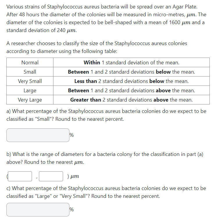 Solved Various strains of Staphylococcus aureus bacteria | Chegg.com