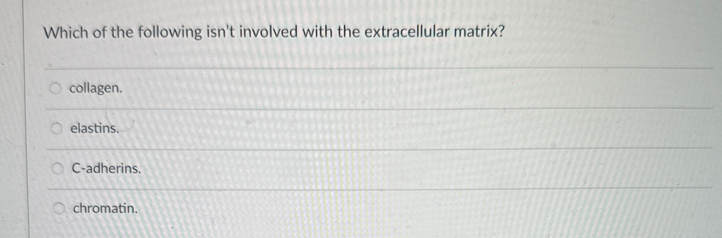 Solved Which of the following isn't involved with the | Chegg.com
