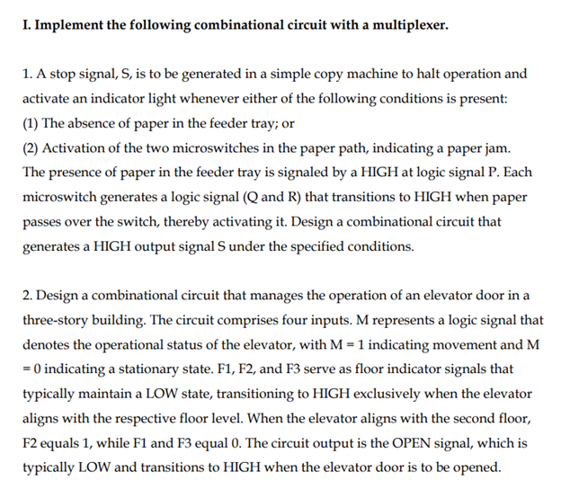 Solved I. Implement the following combinational circuit with | Chegg.com Solved I. Implement the following combinational circuit with | Chegg.com