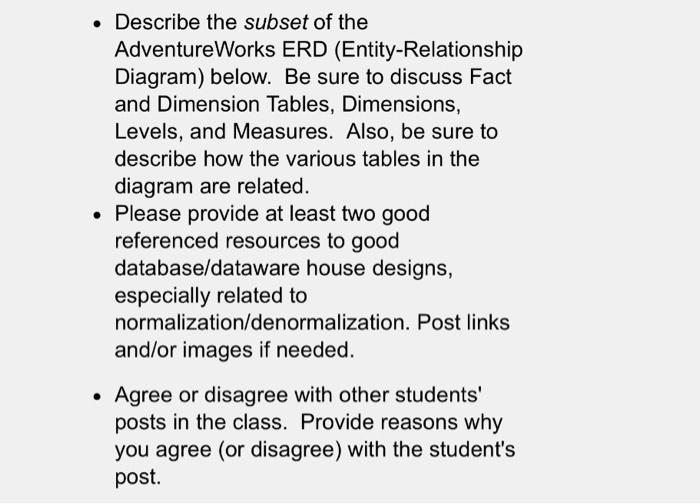 - Describe the subset of the AdventureWorks ERD | Chegg.com