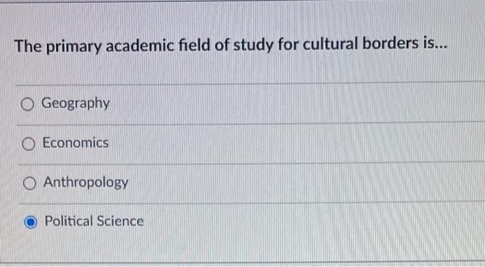 Solved The primary academic field of study for cultural | Chegg.com