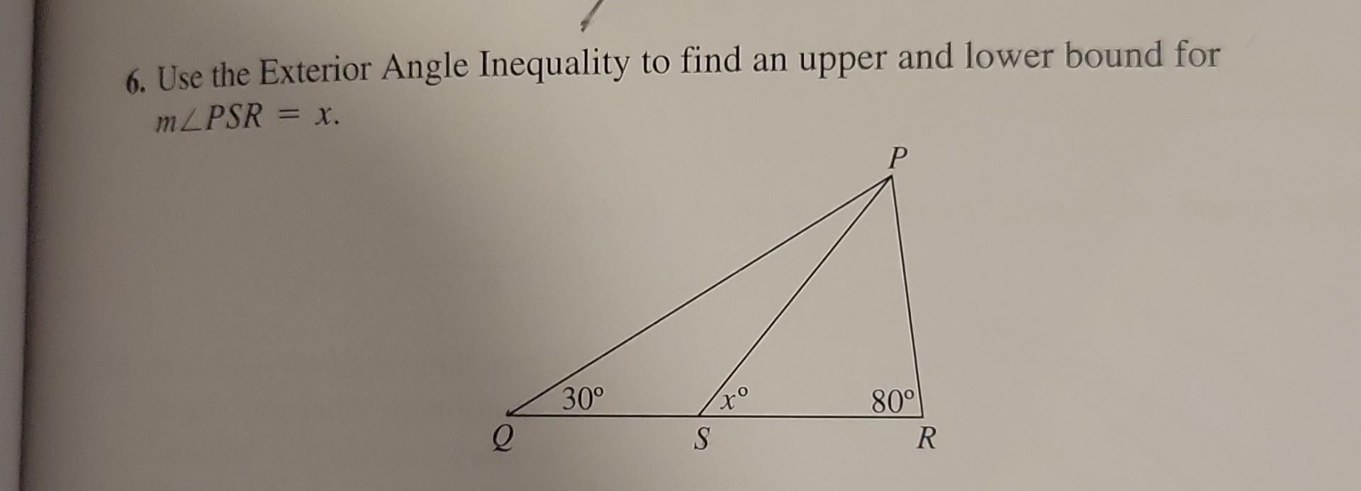 Solved 6. Use the Exterior Angle Inequality to find an upper | Chegg.com