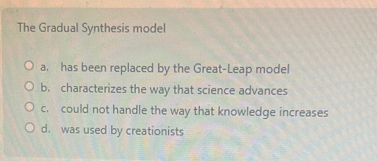 Solved The Gradual Synthesis modela. ﻿has been replaced by | Chegg.com