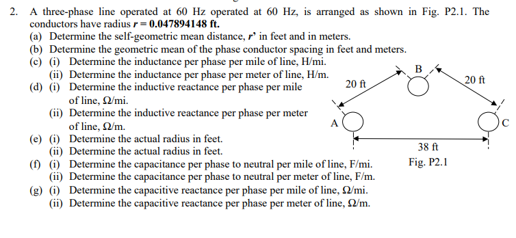 Written help with all parts please A three-phase line | Chegg.com