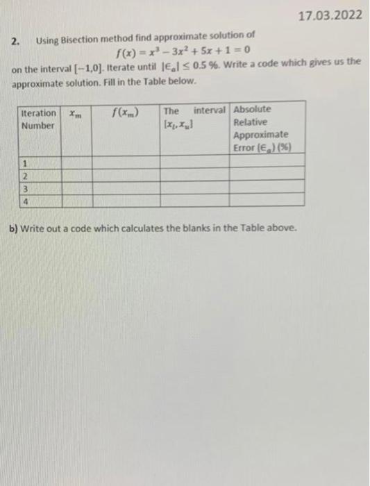 Solved 17032022 Homework 1 Measuring Errors Bisection 1896