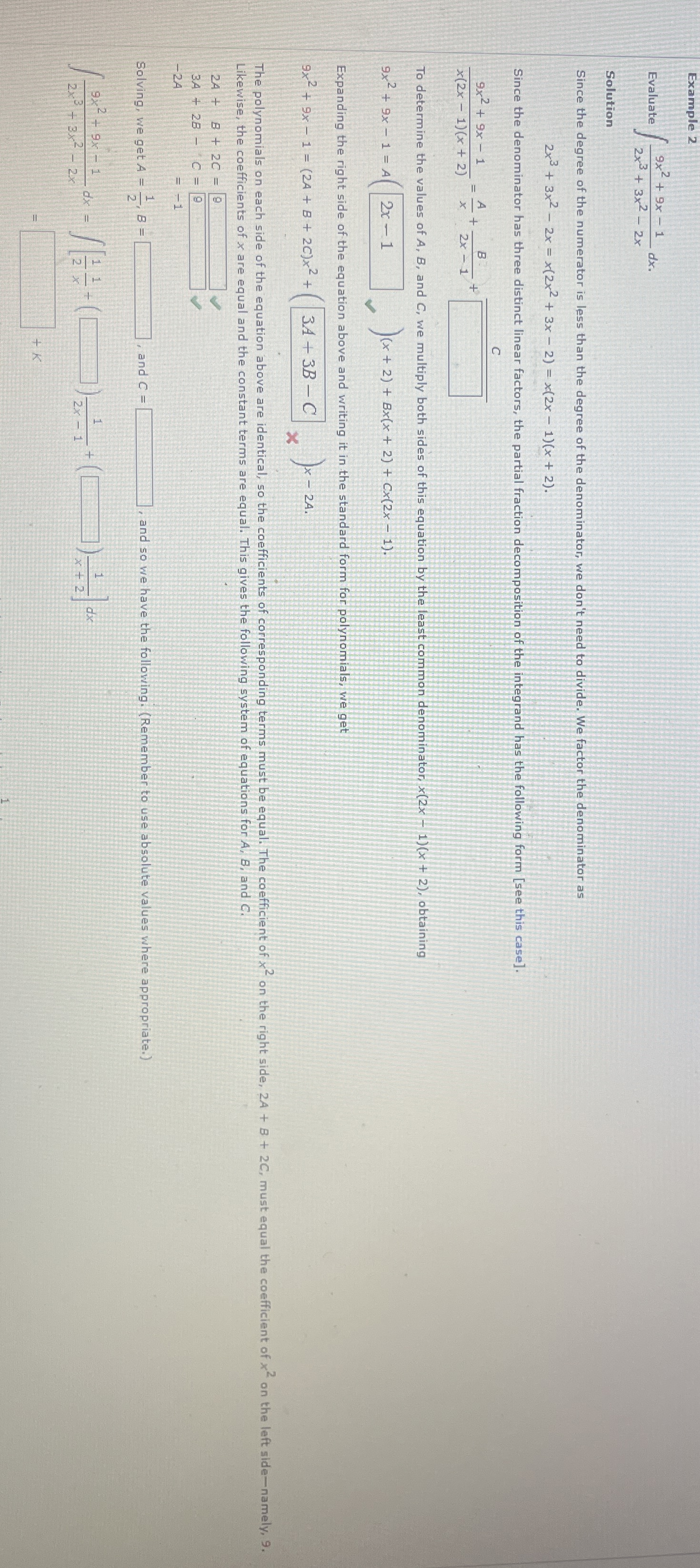 Solved FILL IN BOXES Example 2Evaluate | Chegg.com