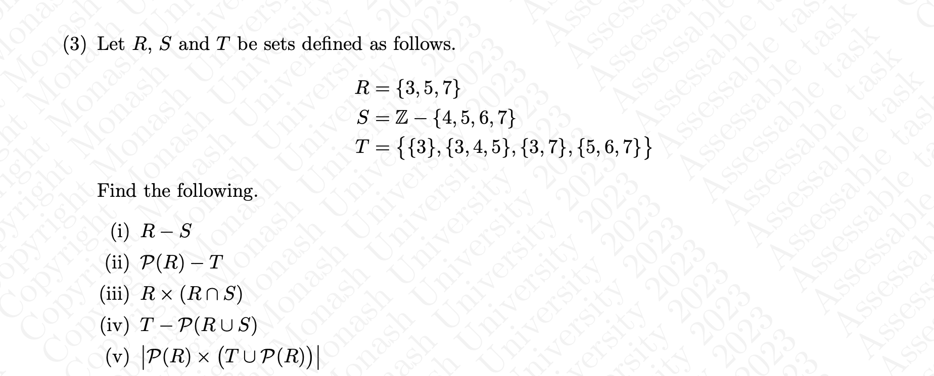 Solved (3) ﻿Let R,S ﻿and T ﻿be sets defined as | Chegg.com