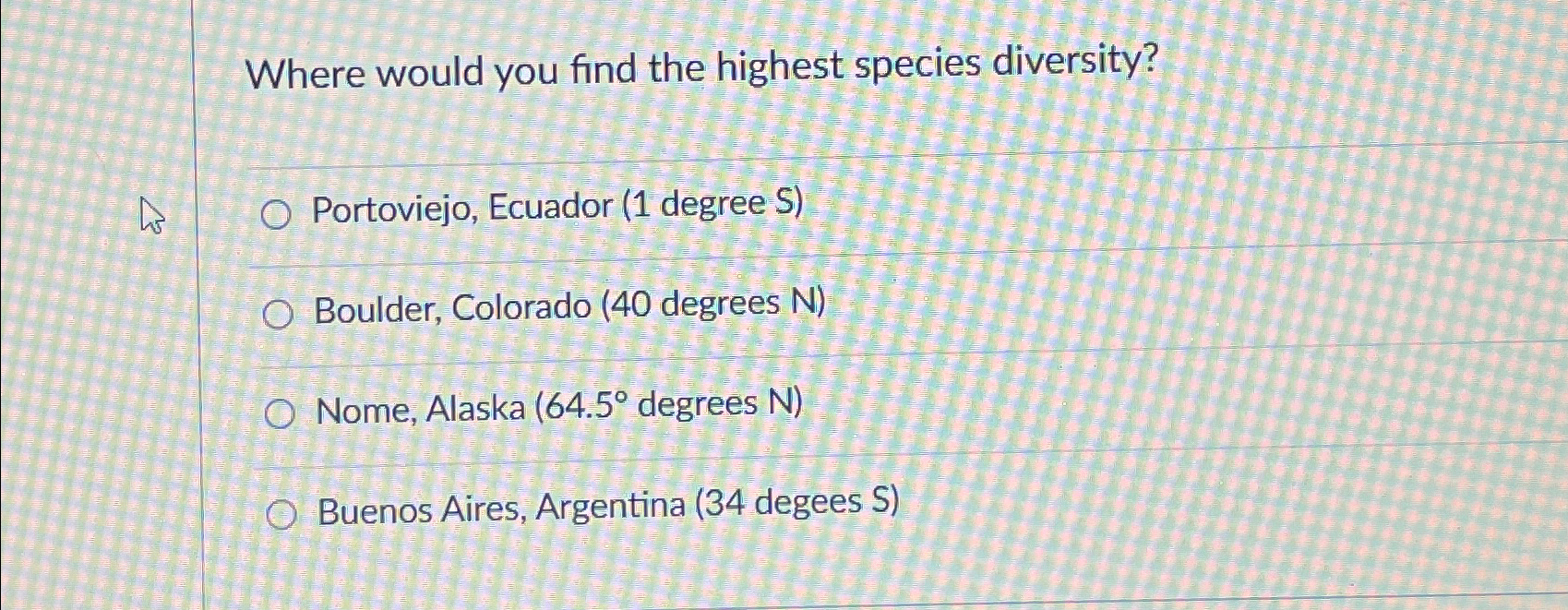 Solved Where would you find the highest species | Chegg.com