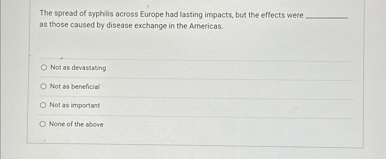 Solved The spread of syphilis across Europe had lasting | Chegg.com
