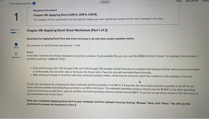 Solved Aequired information Chapter 09: Applying Excel | Chegg.com