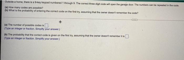 Solved Outside a home, there is a 9-key keypad numbered 1 | Chegg.com