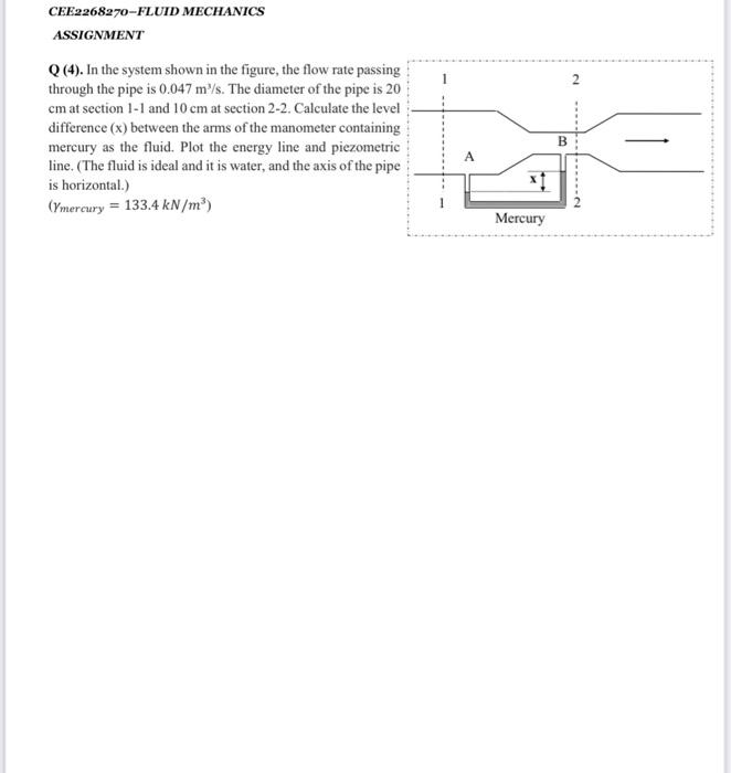 Solved Q (4). In the system shown in the figure, the flow | Chegg.com