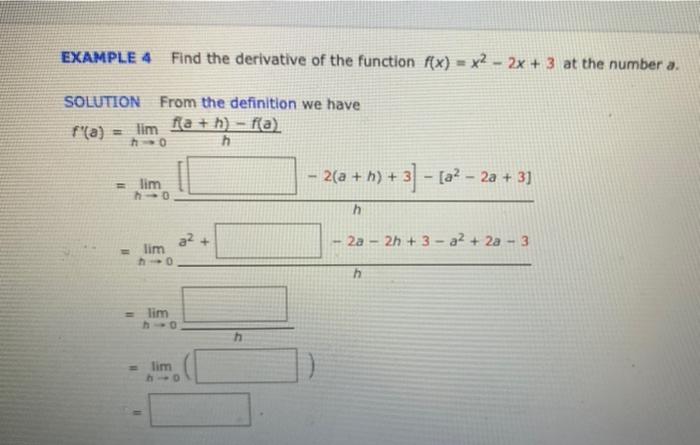 Solved EXAMPLE 4 Find the derivative of the function f(x)= | Chegg.com