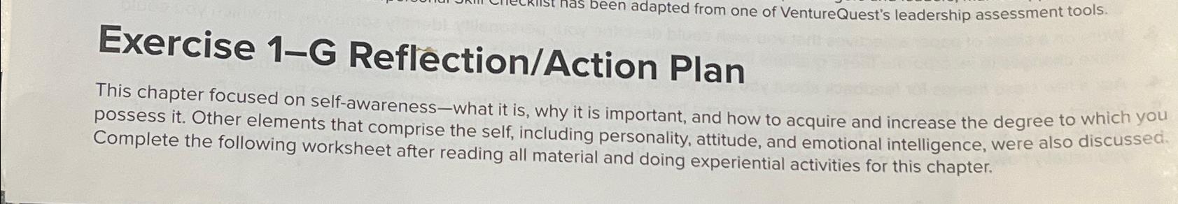 Solved Exercise 1-G Reflection/Action PlanThis chapter | Chegg.com