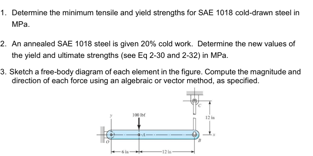 Solved Determine the minimum tensile and yield strengths for | Chegg.com