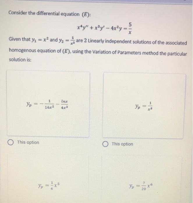 Solved Consider The Differential Equation E 5 X Y X3y