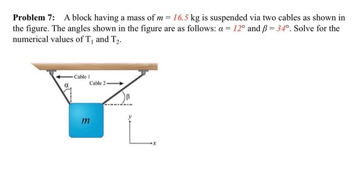 Solved Problem 7: A block having a mass of m=16.5 kg is | Chegg.com