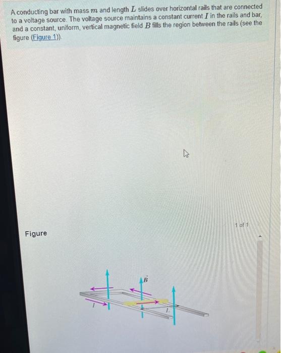 A conducting bar with mass m and length L slides over | Chegg.com