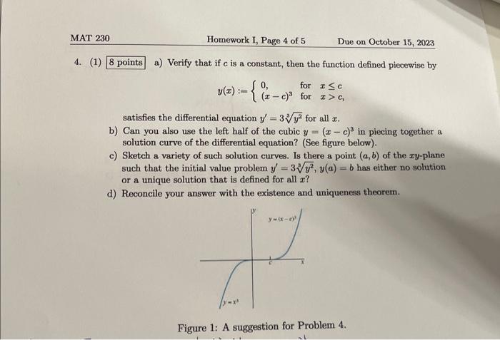 Solved 8 points a) Verify that if c is a constant, then the | Chegg.com