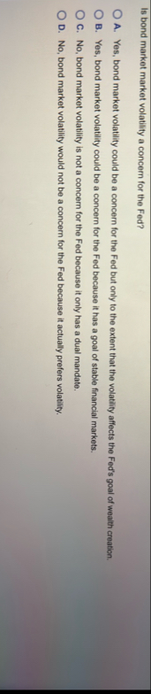 Solved Is bond market market volatility a concern for the | Chegg.com