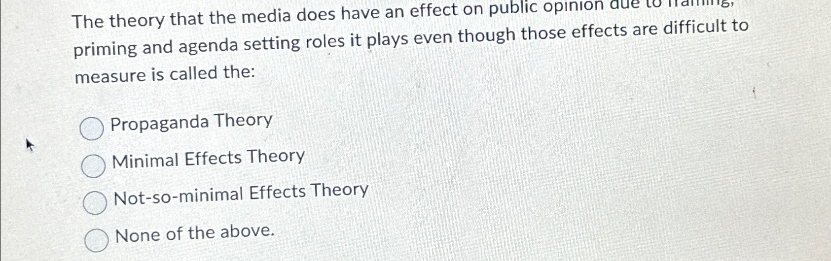 Solved The theory that the media does have an effect on | Chegg.com