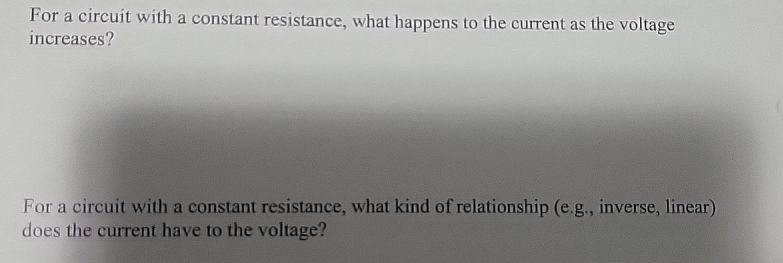 Solved For a circuit with a constant resistance, what | Chegg.com