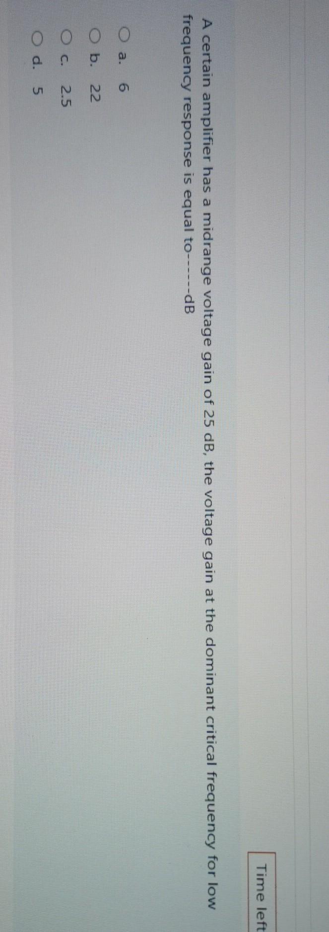 Solved Time left A certain amplifier has a midrange voltage | Chegg.com