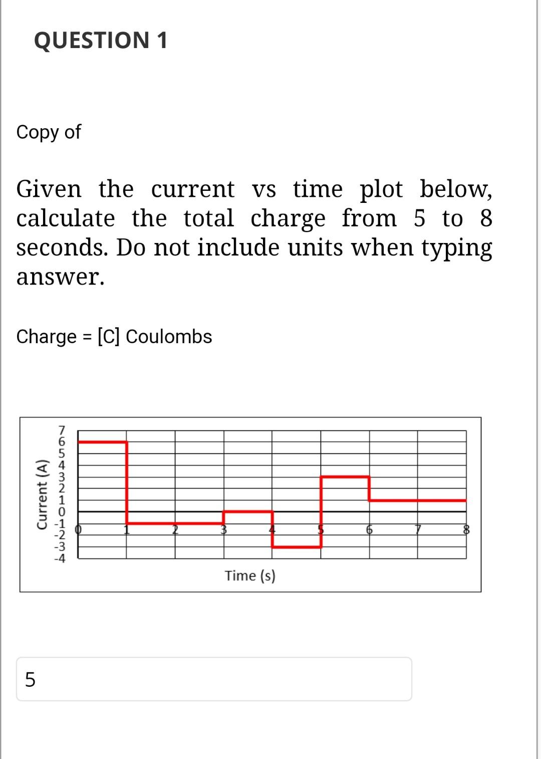 Solved Copy of Given the current vs time plot below, | Chegg.com