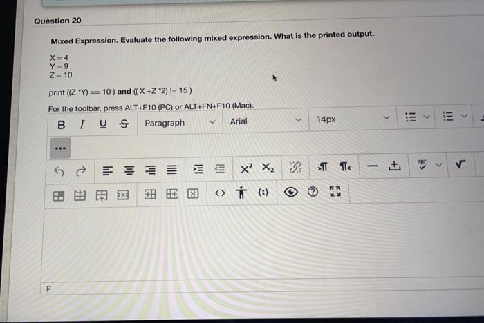 Solved Question 20 Mixed Expression. Evaluate the following | Chegg.com