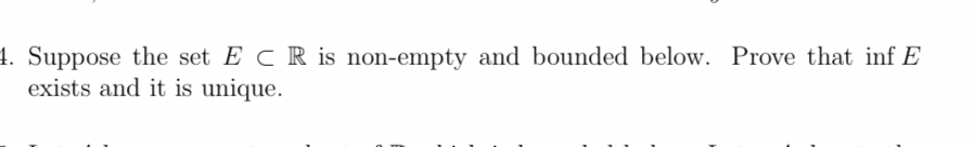 Solved Suppose the set EsubR is non-empty and bounded below. | Chegg.com
