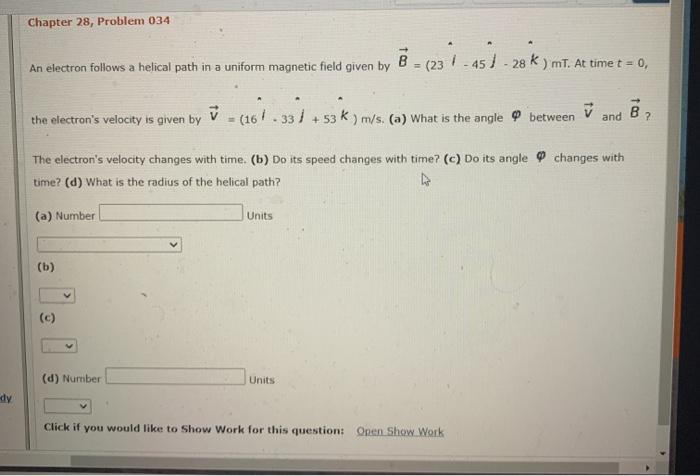 Solved Chapter 28, Problem 034 An electron follows a helical | Chegg.com