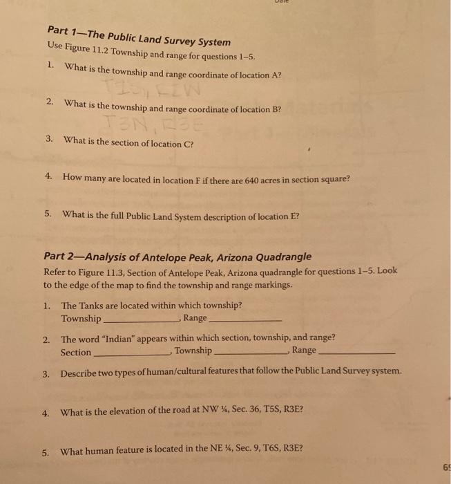 Part 1 -The Public Land Survey System Use Figure 11.2 | Chegg.com