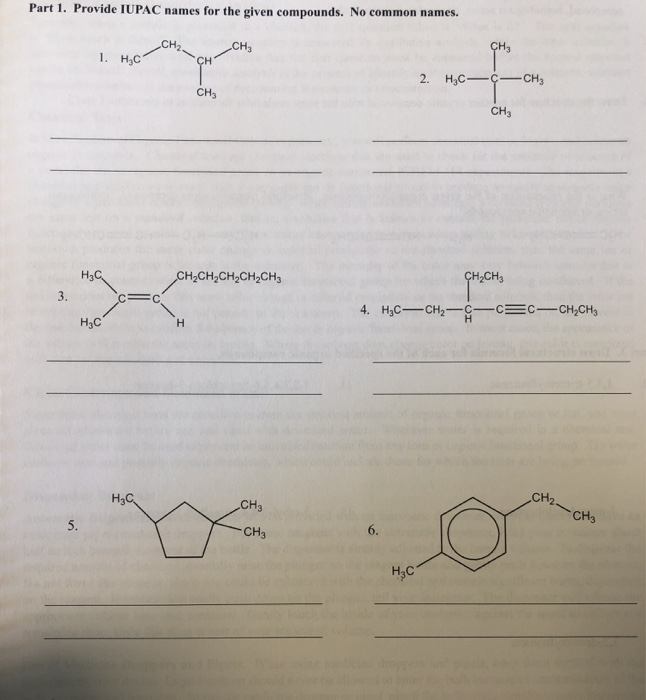 Solved Part 1. Provide IUPAC names for the given compounds. | Chegg.com