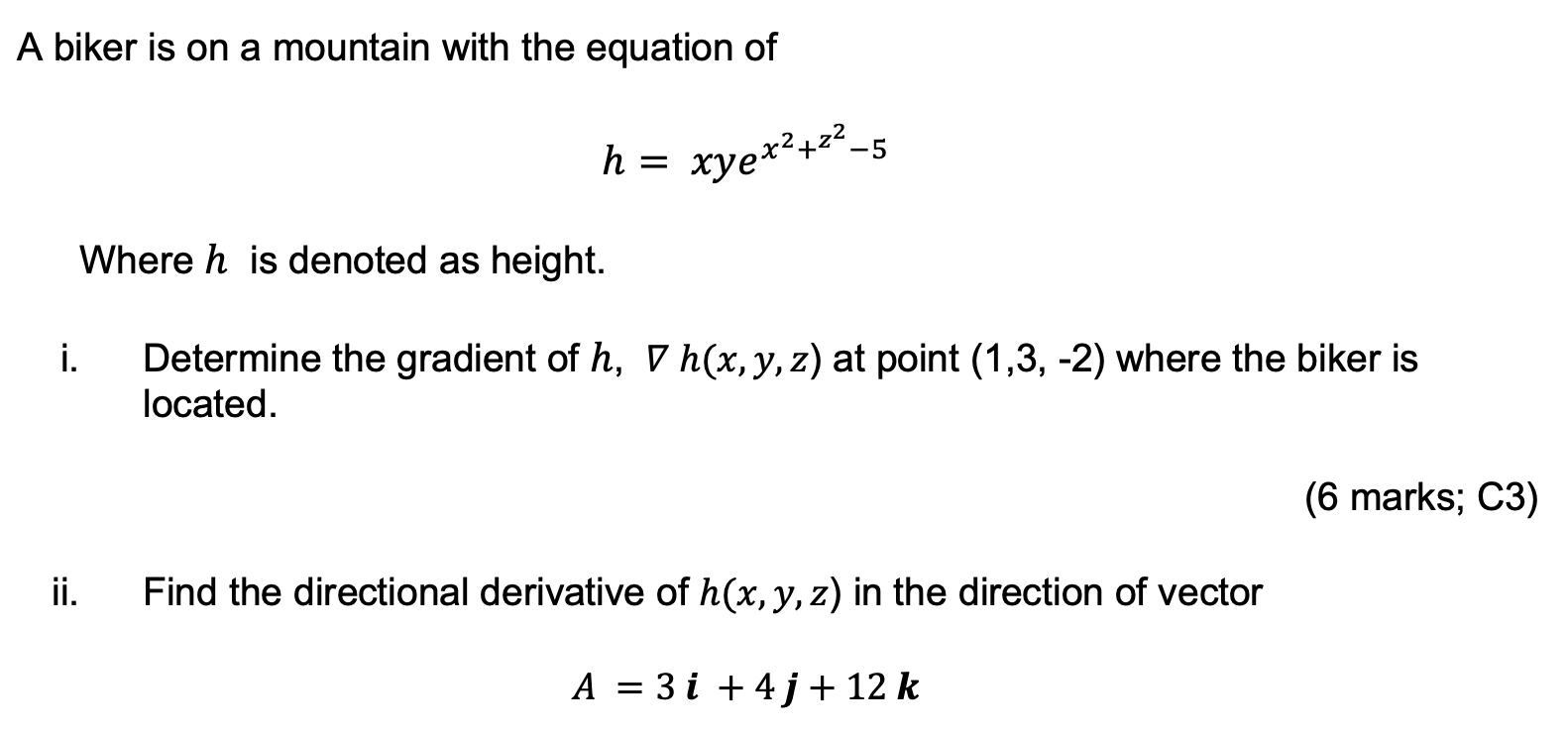 Solved A biker is on a mountain with the equation | Chegg.com